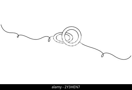 Continuous one line drawing of wedding ring. One line drawing ...