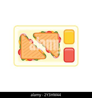 healthy lunch box cartoon. sandwich food, school meal healthy lunch box ...