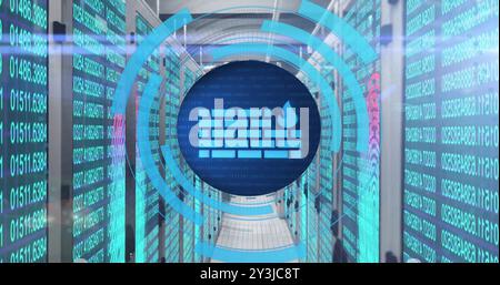 Image of circular scanner processing firewall data over server room Stock Photo - Alamy
