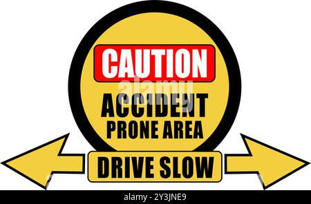 Accident Prone Area Drive Slow Caution sign board 1 Stock Vector Image ...
