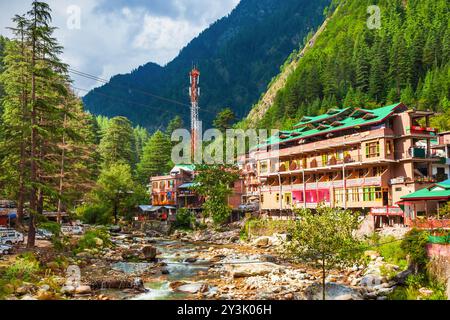 Local houses in Kasol village in Himachal Pradesh state in India Stock ...
