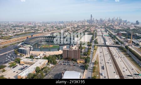 An aerial view of the MLB's Chicago White Sox's Guaranteed Rate Field ...
