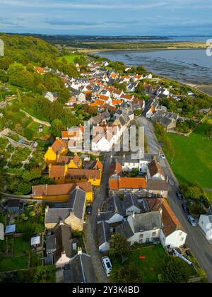 Aerial view from drone of Culross Palace in historic village of Culross ...