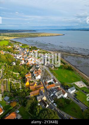 Aerial view from drone of Culross Palace in historic village of Culross ...