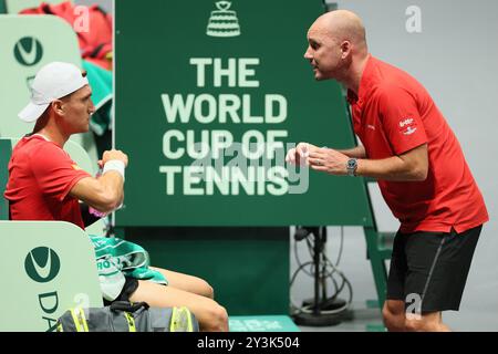 Belgian Raphael Collignon pictured during a tennis match against US ...