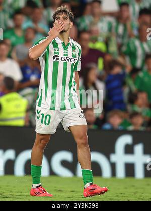 Betis' Abde Ezzalzouli celebrates after scoring during the Conference ...