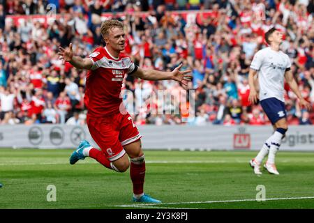 Tommy Conway of Middlesbrough celebrates his goal to make it 3-0 during ...