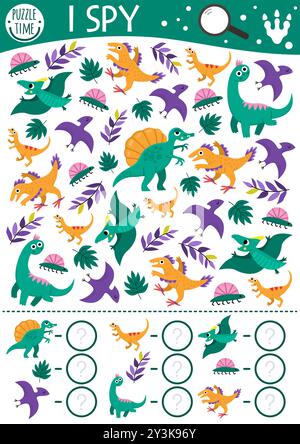 Dinosaur I spy game for kids. Searching and counting prehistoric ...