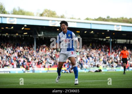 Blackburn Rovers' Yuki Ohashi (C) celebrates scoring their side's first ...