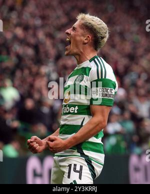 Celtic's Luke McCowan celebrates scoring their side's first goal of the ...