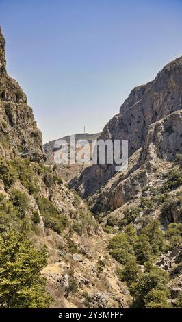 Topolia Gorge on Crete Island -Rocks and river with wild vegetation ...