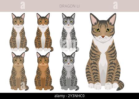 Chinese Dragon Li Cat clipart. All coat colors set. All cat breeds ...
