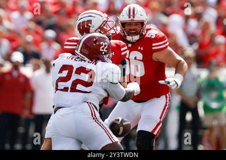Alabama defensive lineman LT Overton (22) sacks Wisconsin quarterback ...