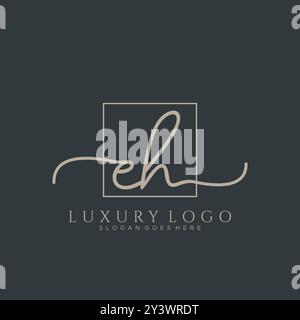 luxury initial EH logo initials signature handwriting monogram isolated ...