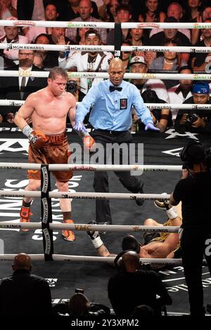 Trevor McCumby knocks down Caleb Plant in an interim super middleweight ...