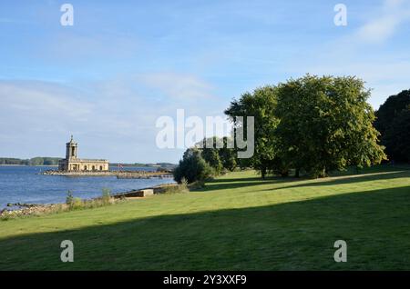 The semi-drowned church at Normanton on the south shore of Rutland ...