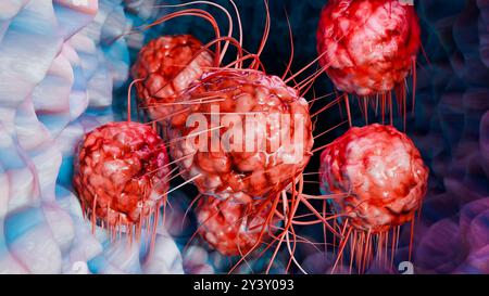 Peritrichous Bacteria with lot of flagellum, harmful bacillus with long ...