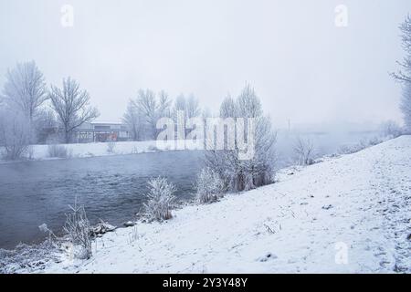 Landscape during freezing january temperatures Stock Photo - Alamy