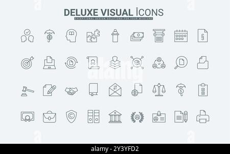 Legal documents, law and lawyers line icons set. Court building and ...