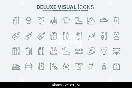 Clothes size guide line icons set. Tailors pictogram to measure ...