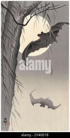 Ohara Koson – Bats and Full Moon (Tsuki ni Komori) | Archium Stock ...