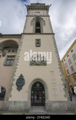tower with clocks in passau Stock Photo - Alamy