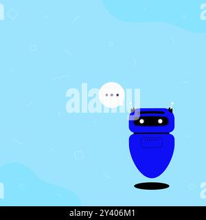 Illustration Of Cute Floating Robot Telling Information In A Chat Cloud ...