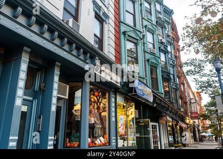 Hoboken, New Jersey, USA, Wide Angle View, Store Fronts, Old Coca Cola ...