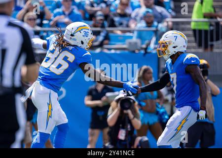 Los Angeles Chargers cornerback Ja'Sir Taylor (36) drops back in ...