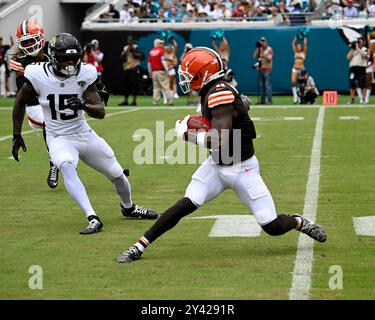 Cleveland Browns wide receiver James Proche II (11) gestures during an ...
