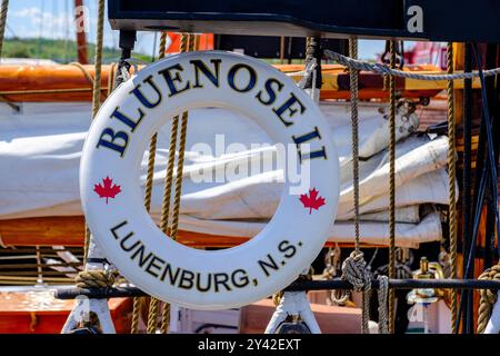 Bluenose II schooner tall ship moored on Lunenburg Harbour, Nova Scotia ...