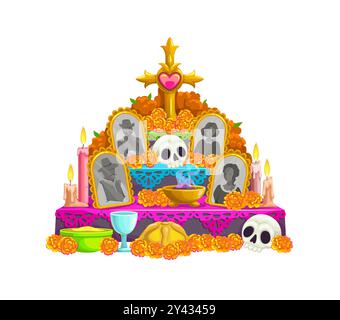 Dia de los Muertos Ofrenda Isolated Coloring Page Stock Vector Image ...