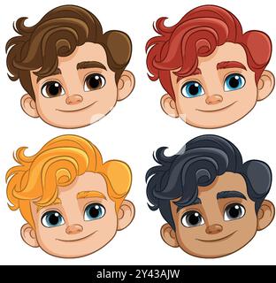Four cartoon heads with different hair colors Stock Vector Image & Art ...