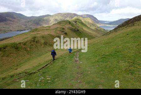 Two Men (Hikers) Climbing the Wainwright 'Whiteless Pike' from ...