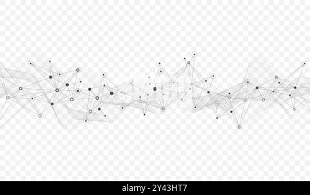 Connecting dots and lines with flowing wavy lines. Abstract geometric plexus style background ...