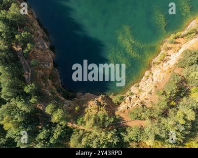 Turquiose Water and Wooden Bridge. Aerial Landscape. Park Grodek in ...