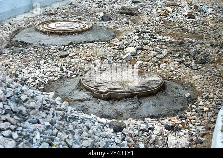 Drainage opening. Drainage opening, sewage opening in a concrete floor ...