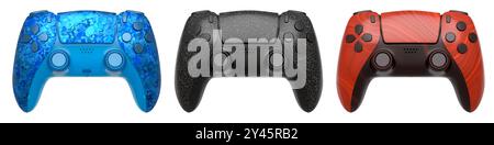 Collection of gaming controllers with different colors and designs for ...