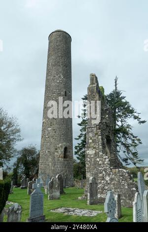 Donaghmore Tower and abbey ruins near Navan in County Meath Ireland ...