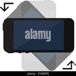 Rotate Your Phone vector Illustration in a flat style. Instruction of ...