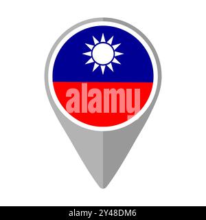 Taiwan flag location map pin icon on white background. Vector ...