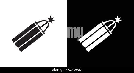 dynamite icon Black line art vector in black and white outline set ...