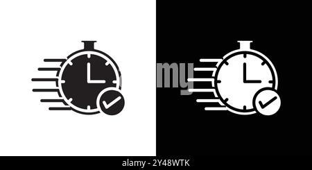Quick approval icon Black line art vector in black and white outline ...