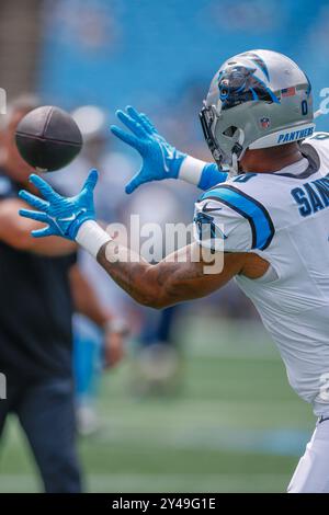 Carolina Panthers tight end Ja'Tavion Sanders (0) runs a route during ...