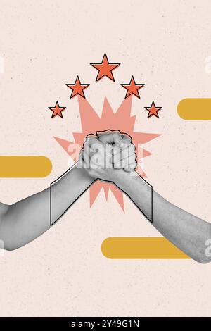 Vertical photo collage of business people show graph success ...