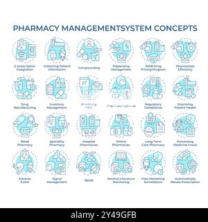 Pharmacy management system soft blue concept icons Stock Vector Image ...