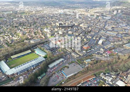 Aerial view of The Shay Stadium in Halifax, West Yorkshire. Home of ...
