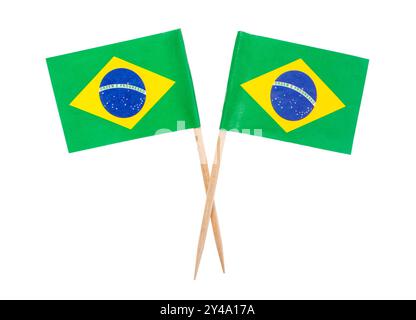 Small national flags of the Brazil on a white background Stock Photo ...