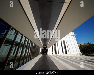 Modern white building along via Colleoni in Milan, Lombardy, Italy ...