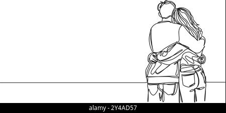Continuous line drawing of rear view of sport car. Vector illustration ...